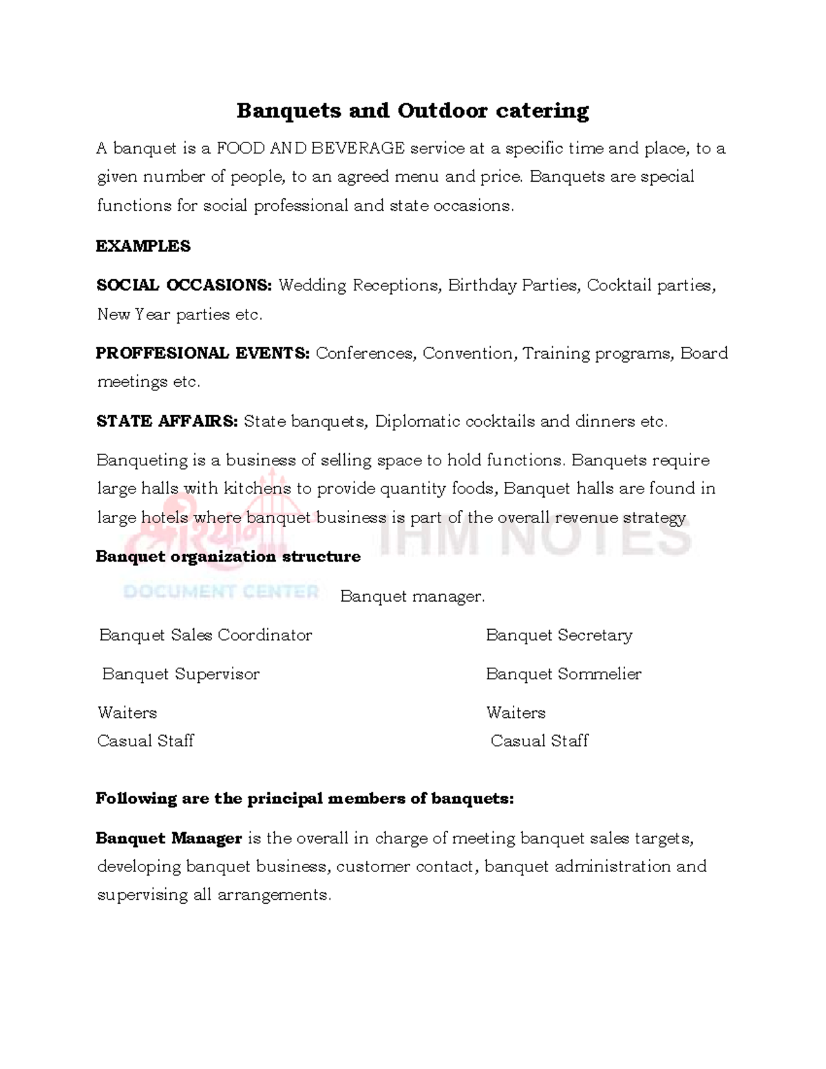 Ch-2 Function Catering - Banquets and Outdoor catering A banquet is a ...