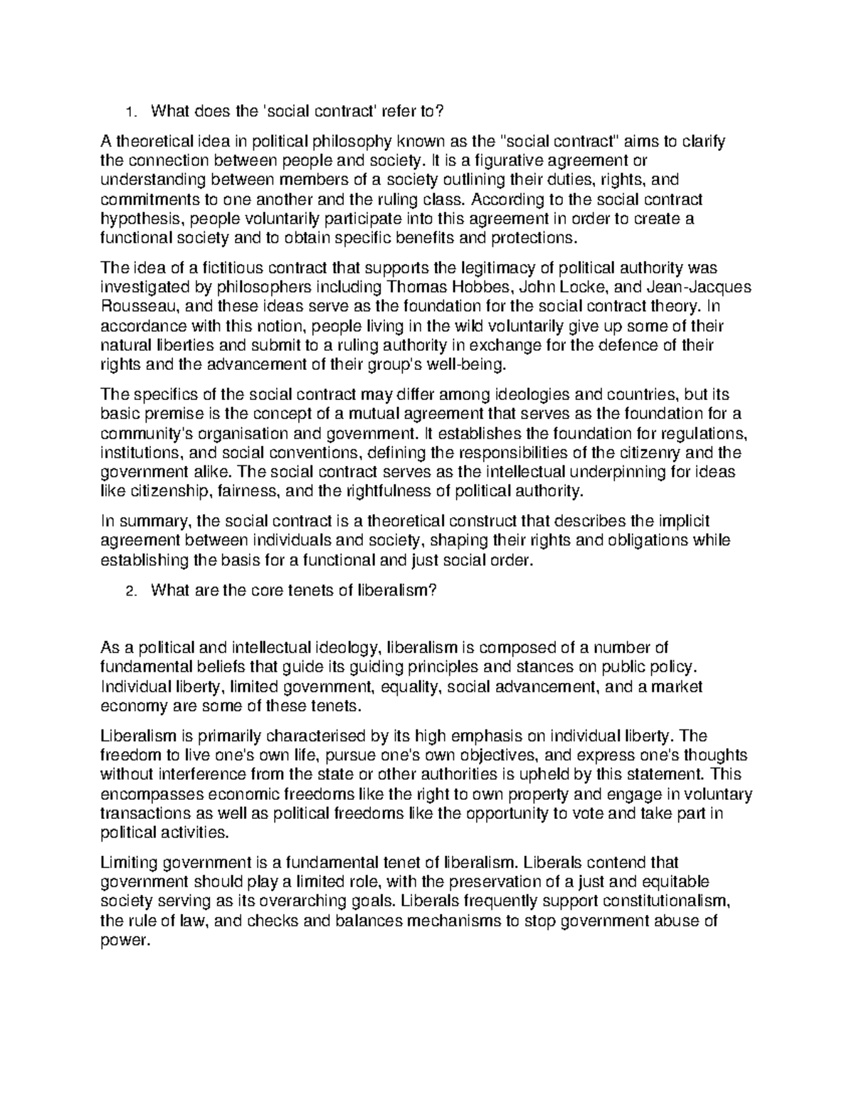 Tutorial 1 - What does the 'social contract' refer to? A theoretical ...