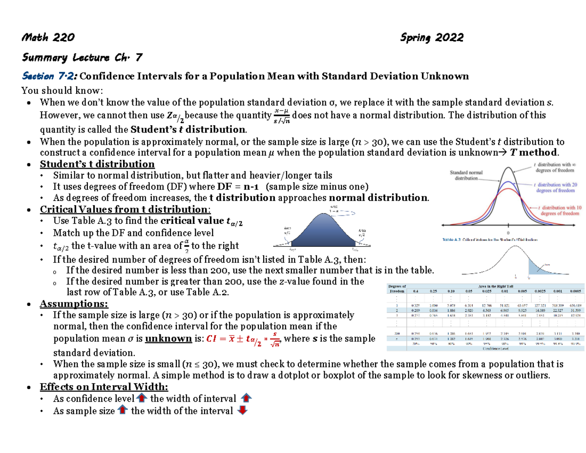 Math 220 Summary Lecture Ch7 Sec 7 - Math 220 Spring 2022 Summary Lecture Ch. 7 Section 7. 2 ...