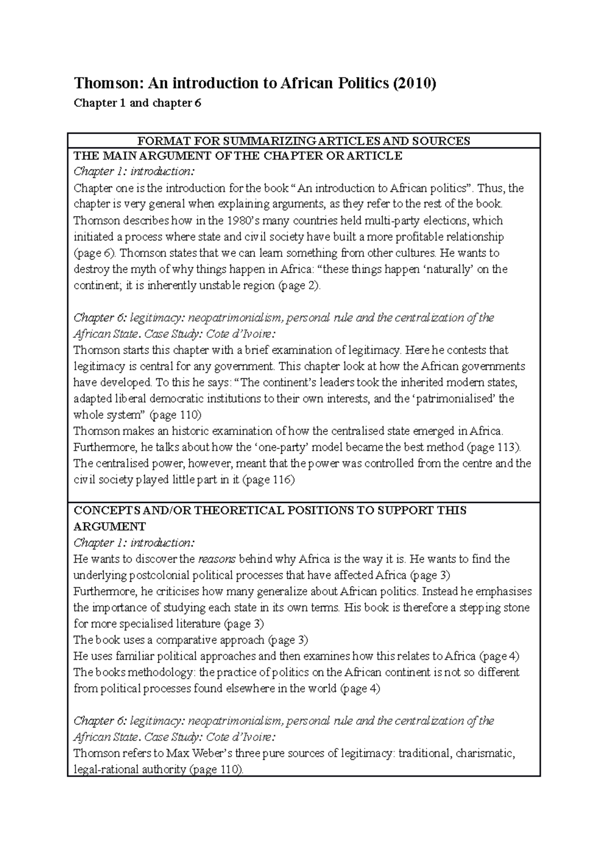 Thomson, 2010 , chapter 1+6 - Thomson: An introduction to African ...