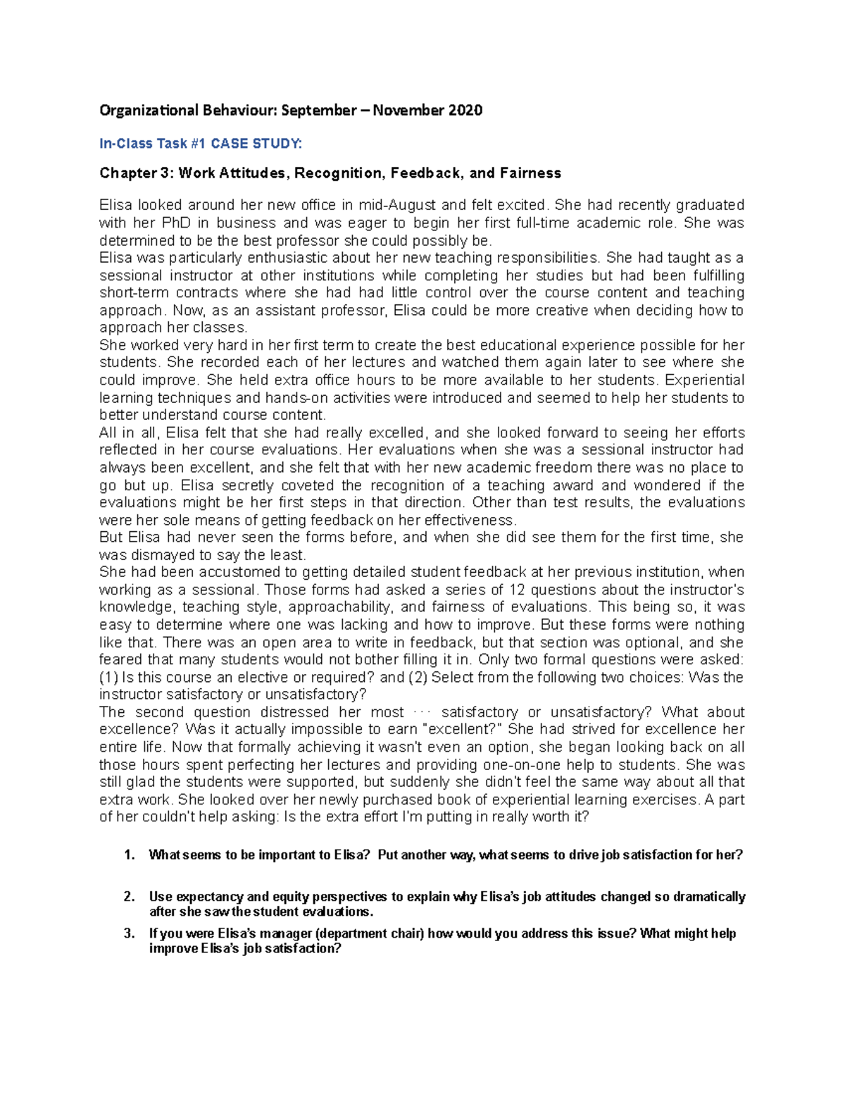 ICT 1 CH03 Case - Attitudes Feedback Job Satisfaction students ...