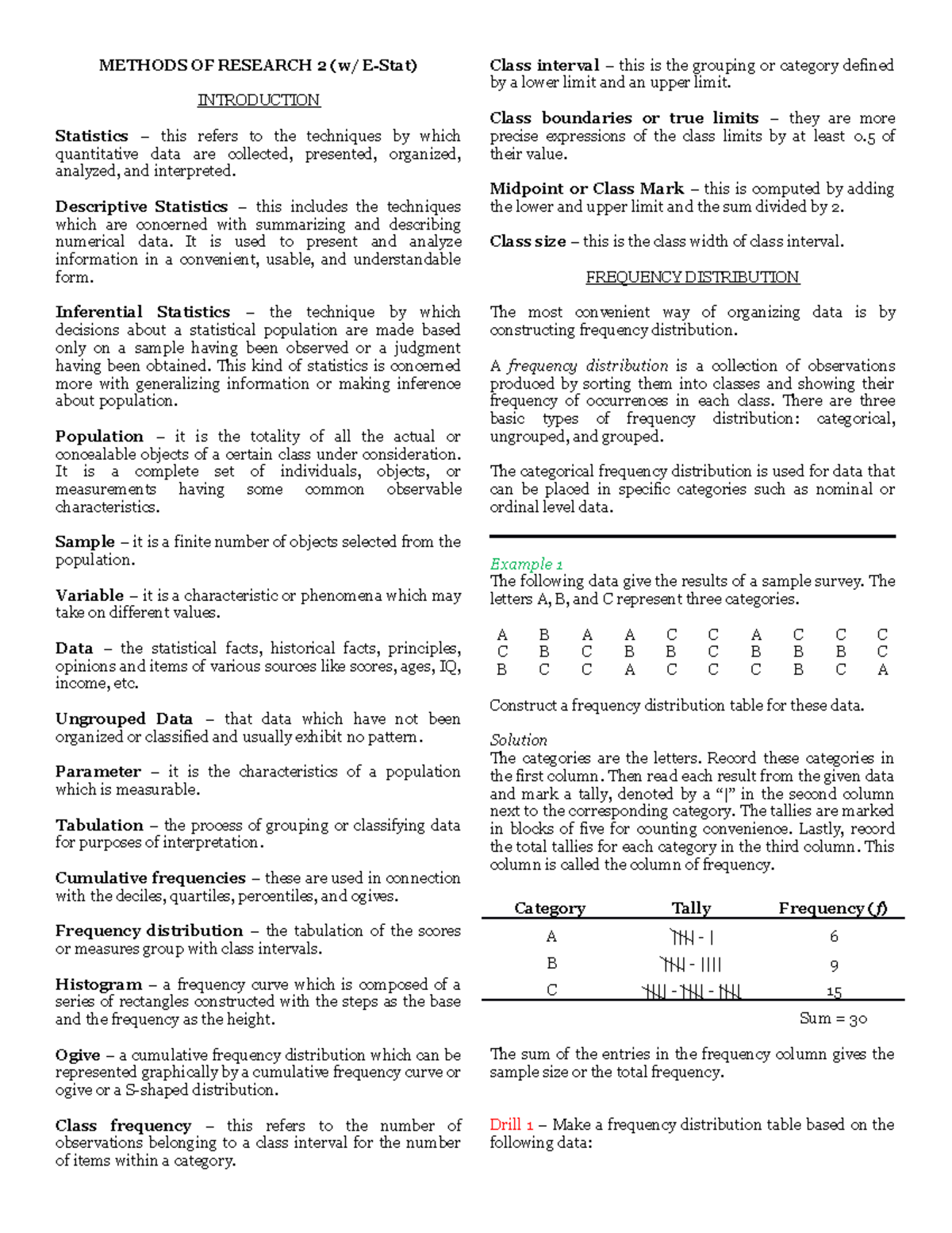 Methods OF Research 2 Module - METHODS OF RESEARCH 2 (w/ E-Stat ...