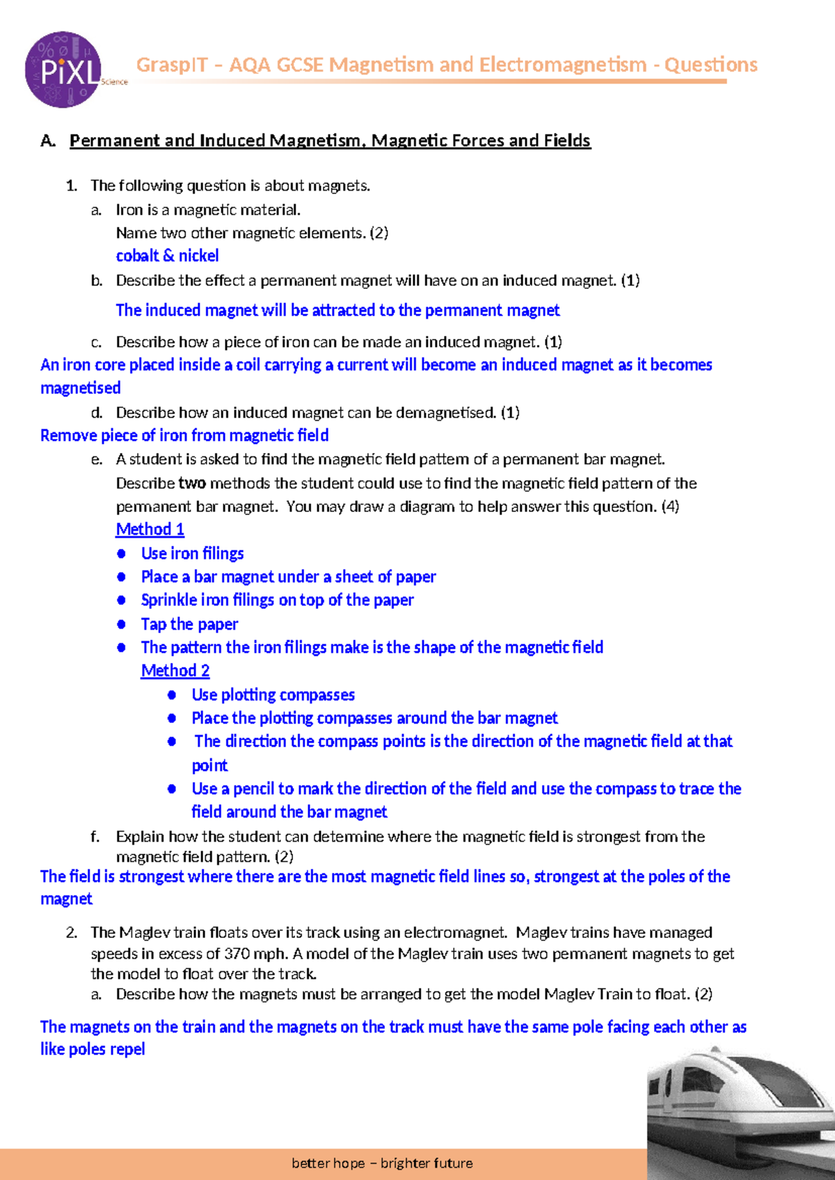 Electromagnetism Qs - questions innit - A. Permanent and Induced ...