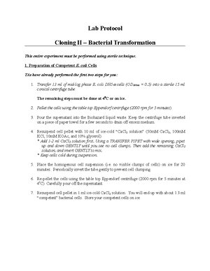 4380 Lab 2 protocol with correct sample order - Experiment 2 - Lab ...