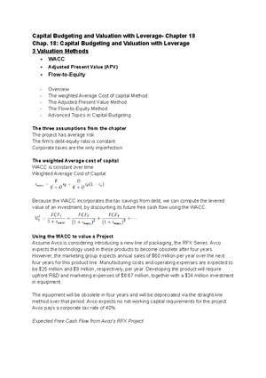 Formelblad Corporate Finance I - Realized return: (dividend/old price ...