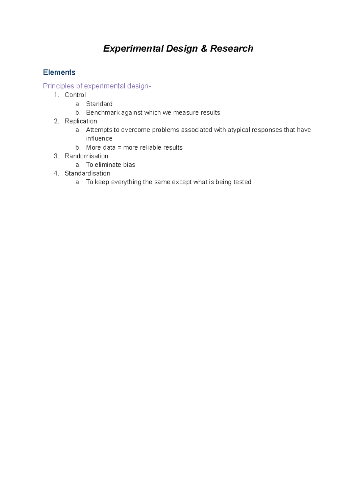 agriculture notes - Experimental Design & Research Elements Principles ...