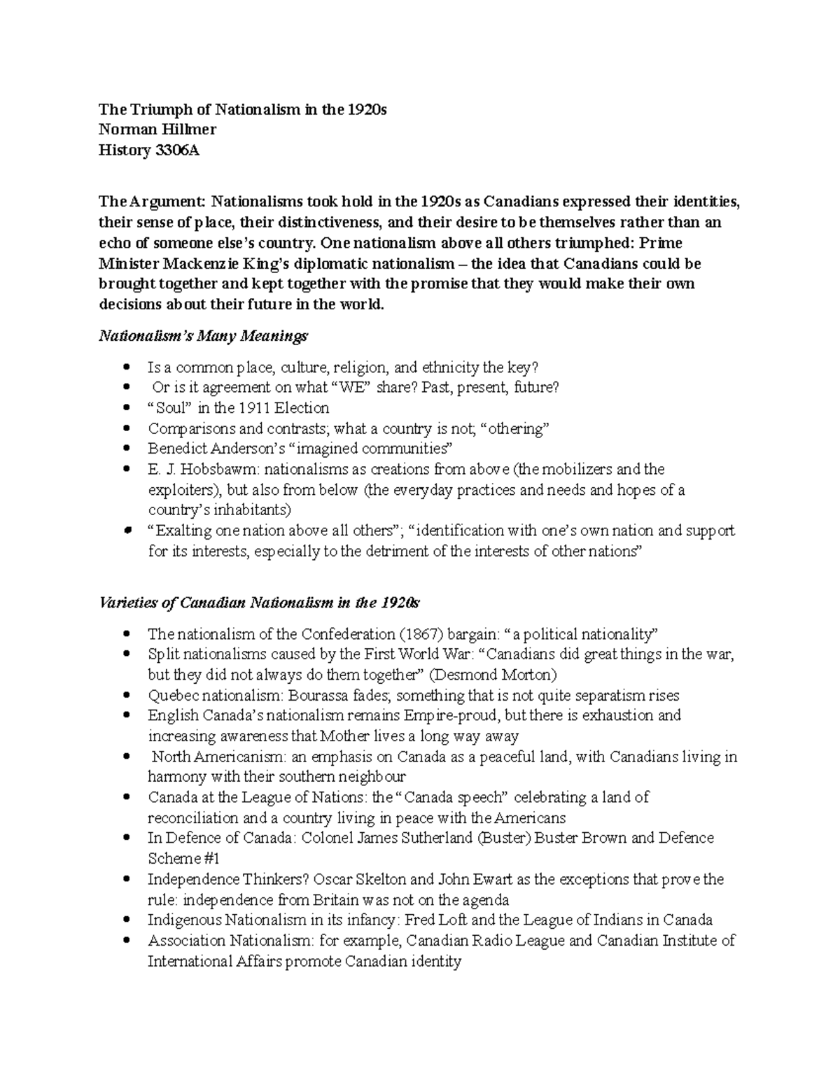 3306 2022 Lecture 6 Nationalism in the 1920s - The Triumph of ...