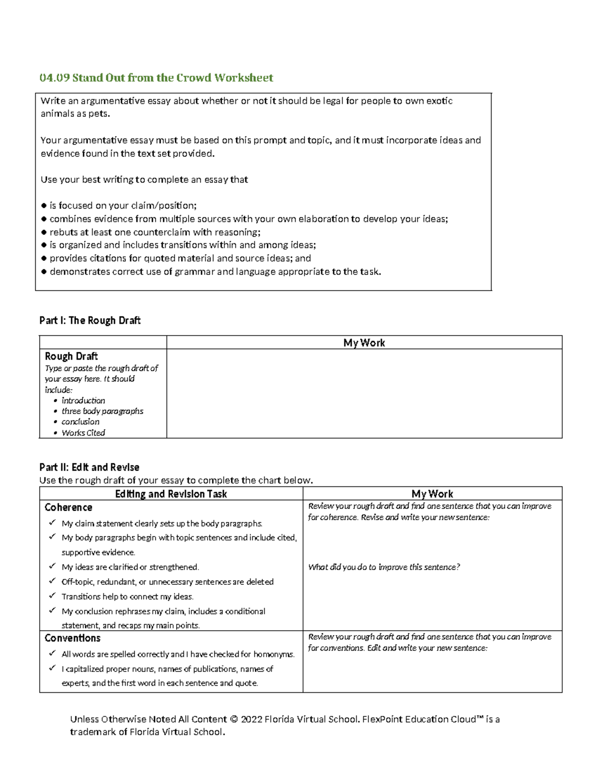 04 09 worksheet - need - 04 Stand Out from the Crowd Worksheet Write an ...