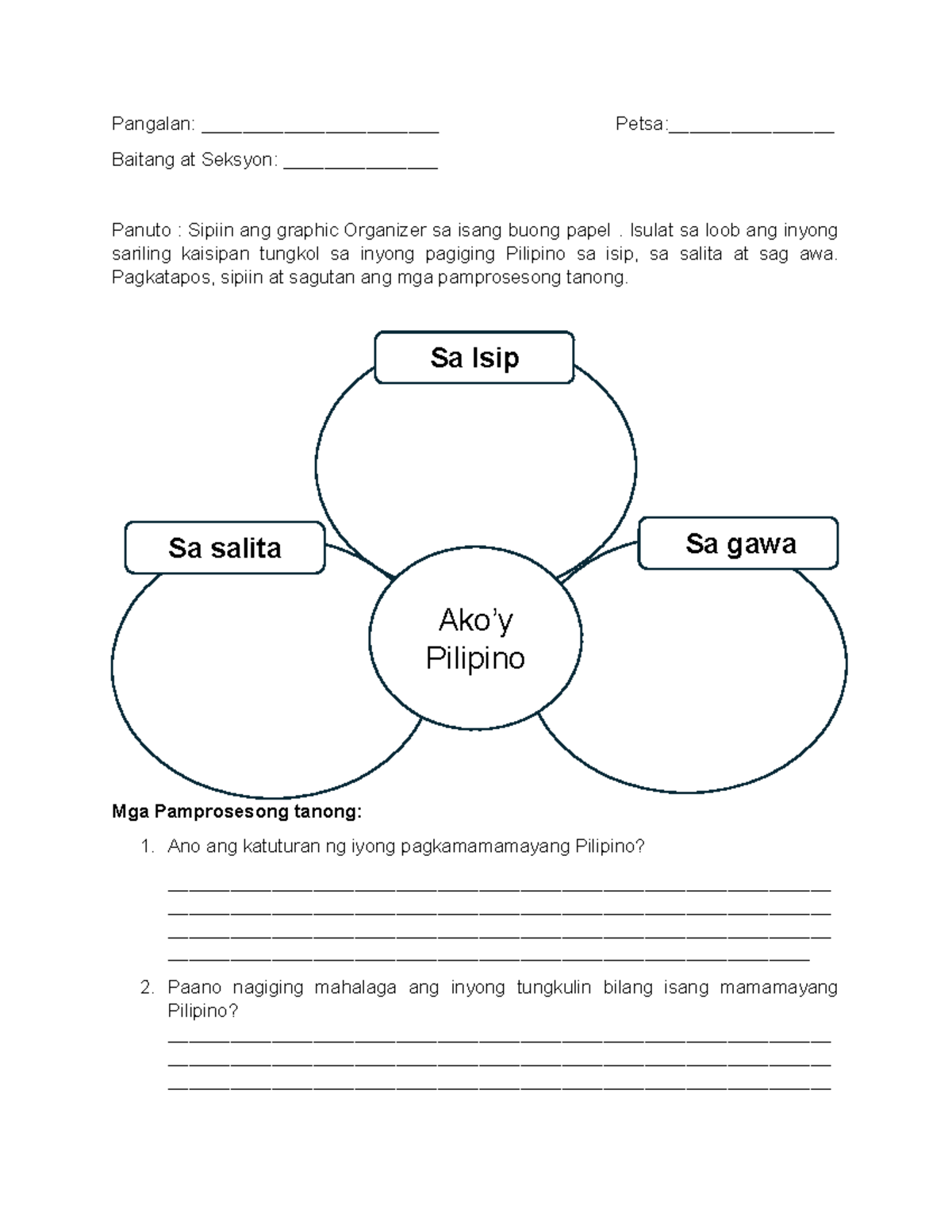 Graphic Organizer Gr10 - Pangalan: _______________________ Petsa ...