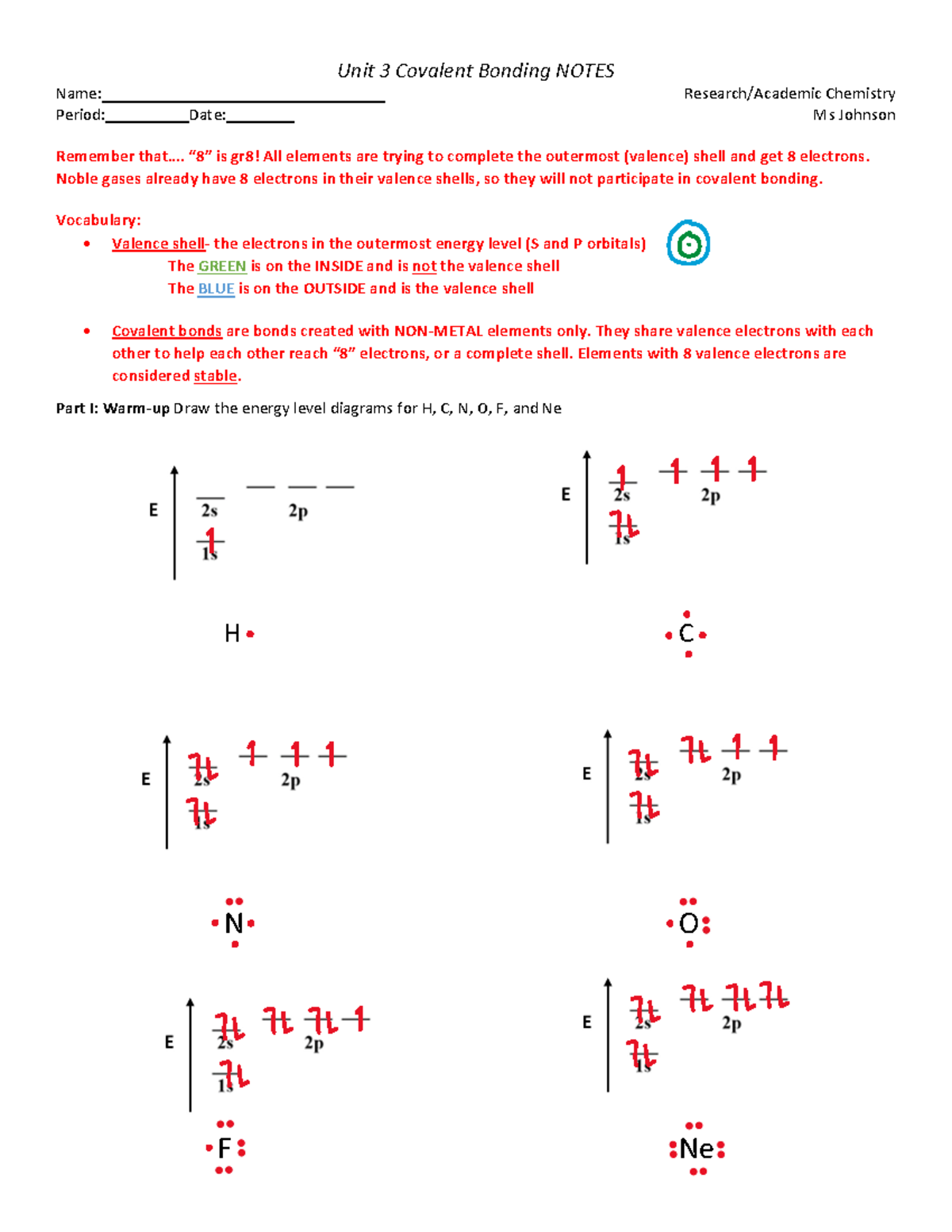 Covalent+bonding+ Notes+Academic Research+ Solutions - Unit 3 Covalent ...