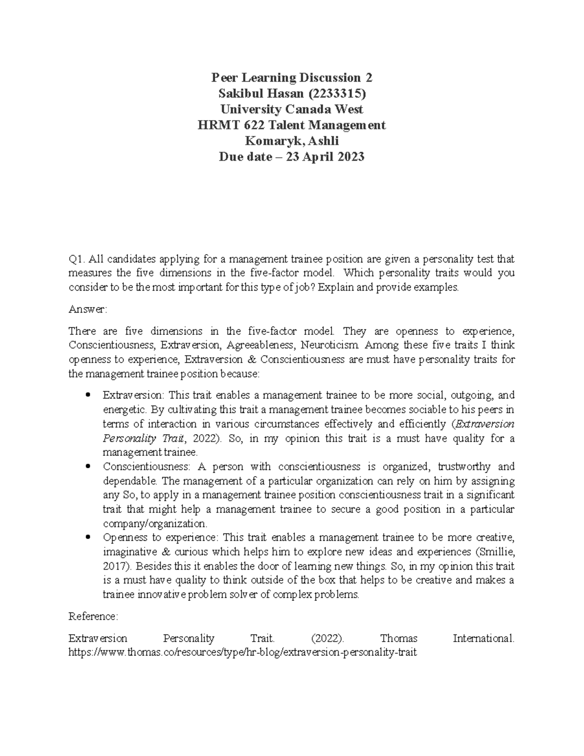 W2 - sdmnfn jsjdb sfgsjkbd ks fksudf - Peer Learning Discussion 2 ...