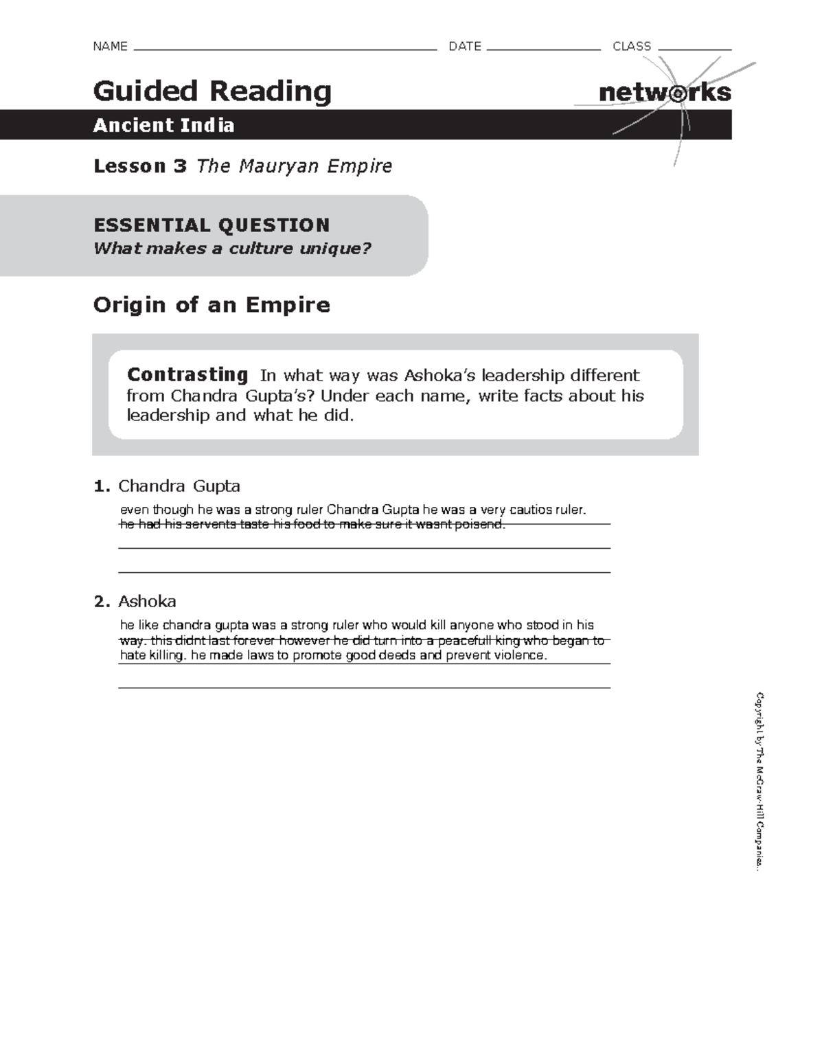 Ch. 9 L4 GR 1 - Copyright by The McGraw-Hill Companies.. NAME DATE ...