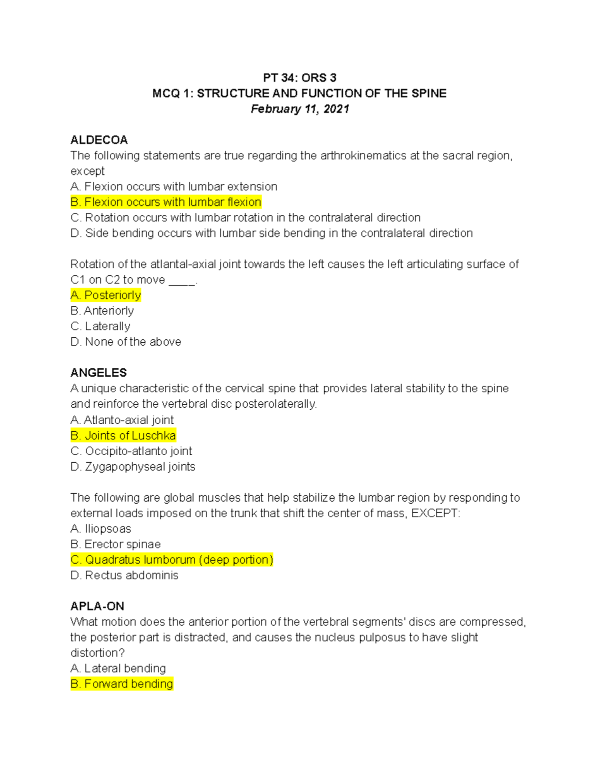PT 34 ORS 3 MCQ 1 6 - it is about the - PT 34: ORS 3 MCQ 1: STRUCTURE ...