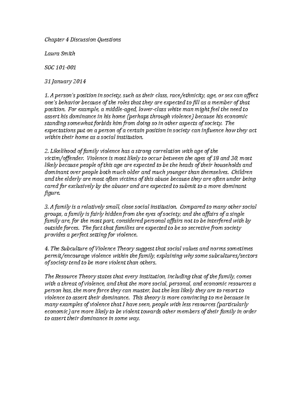 Chapter 4 Discussion Questions - Chapter 4 Discussion Questions Laura ...