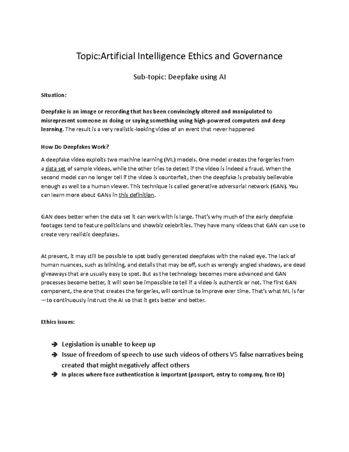 Topic prep - prep for is1108 - Topic:Artificial Intelligence Ethics and ...