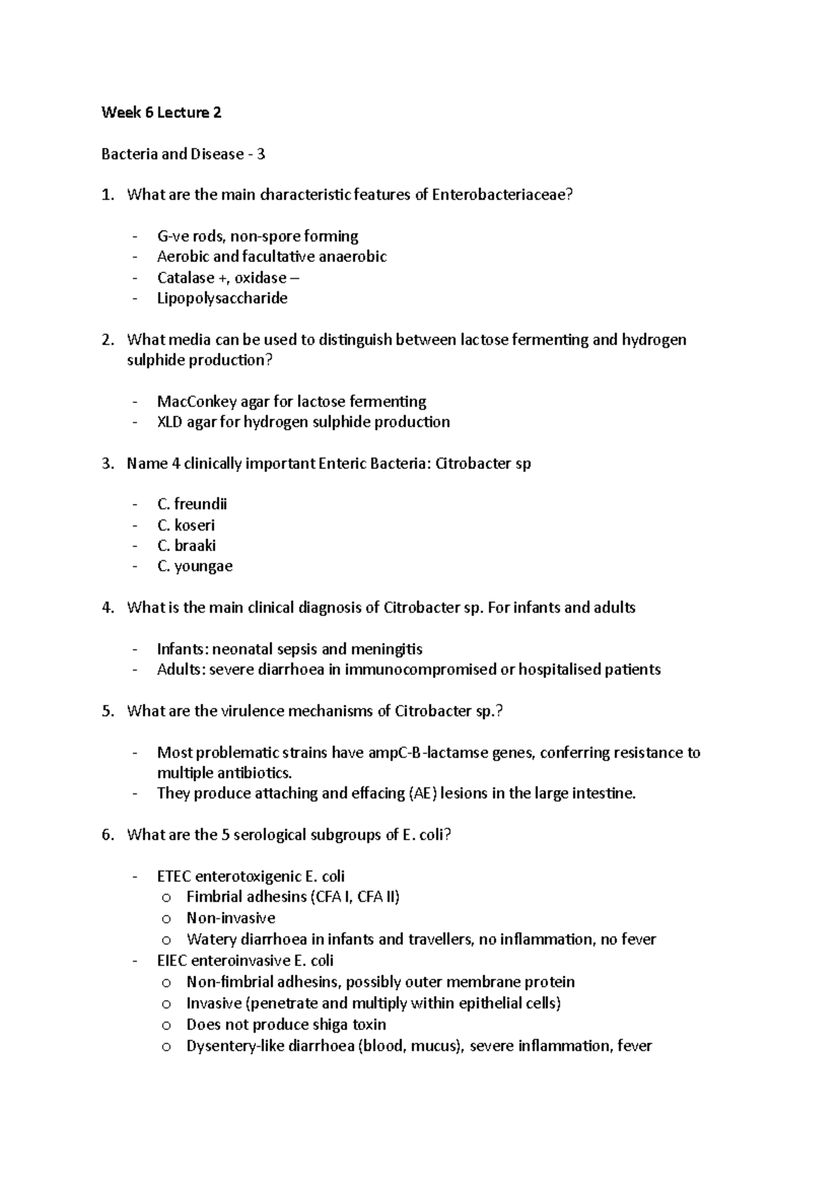 Week 6 Lecture 2 - Week 6 Lecture 2 Bacteria and Disease - 3 What are the main characteristic ...