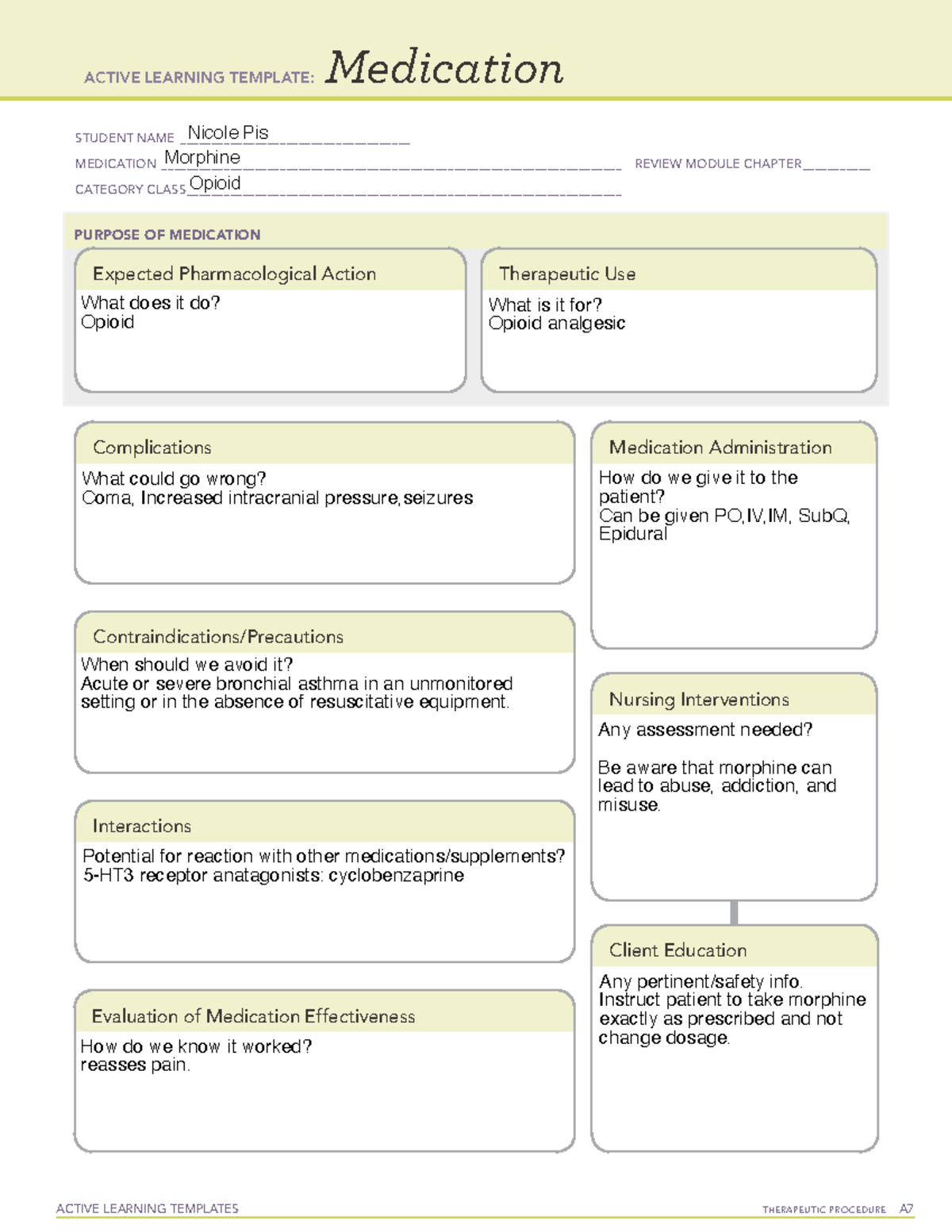 Medication Template Morphine - ACTIVE LEARNING TEMPLATES THERAPEUTIC ...