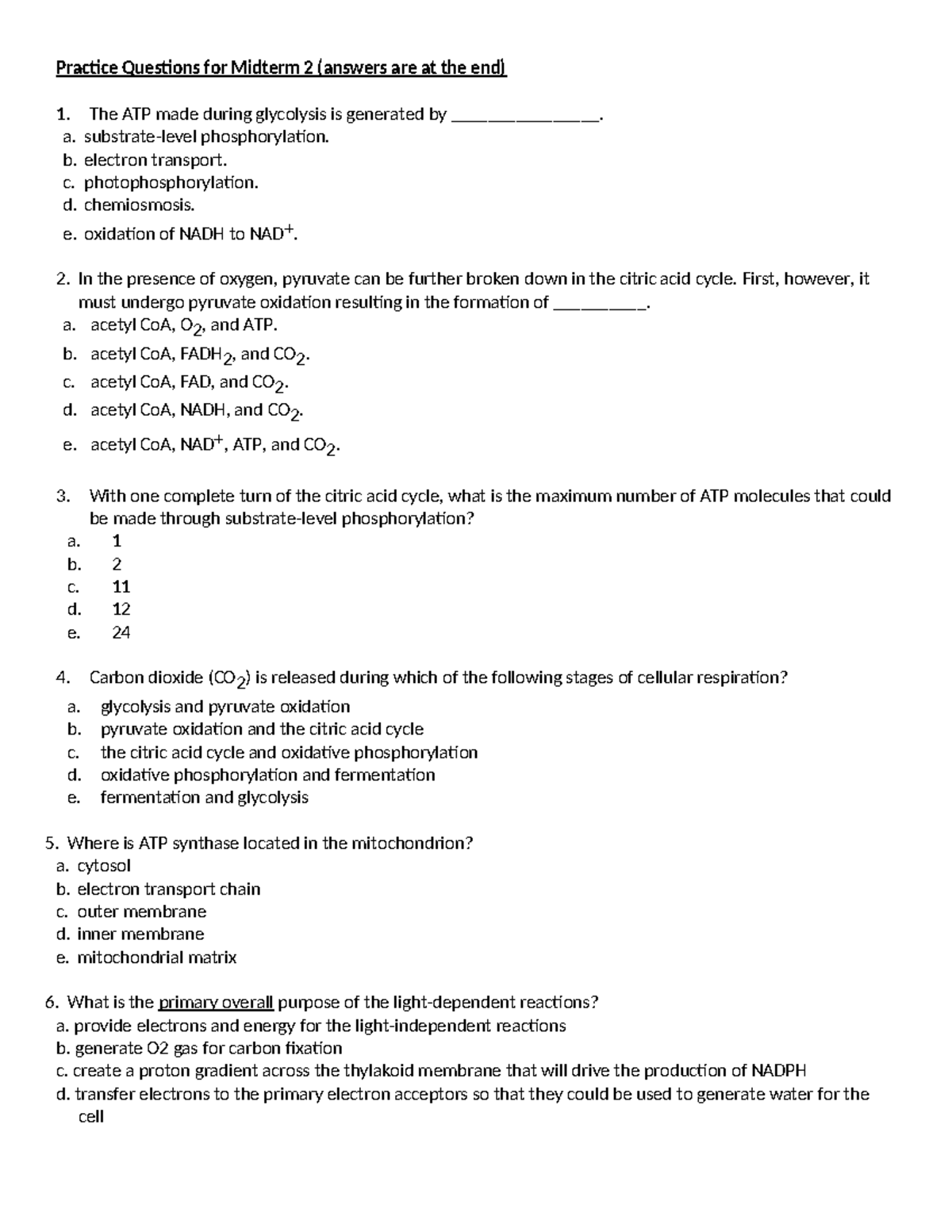 Practice-midterm 2 - midterm - Practice Questions for Midterm 2 (answers are at the end) The ATP ...