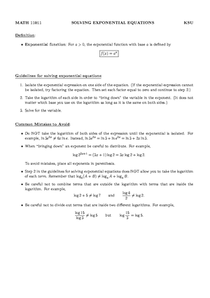 Exponential functions and their applications - MATH 11011 EXPONENTIAL ...