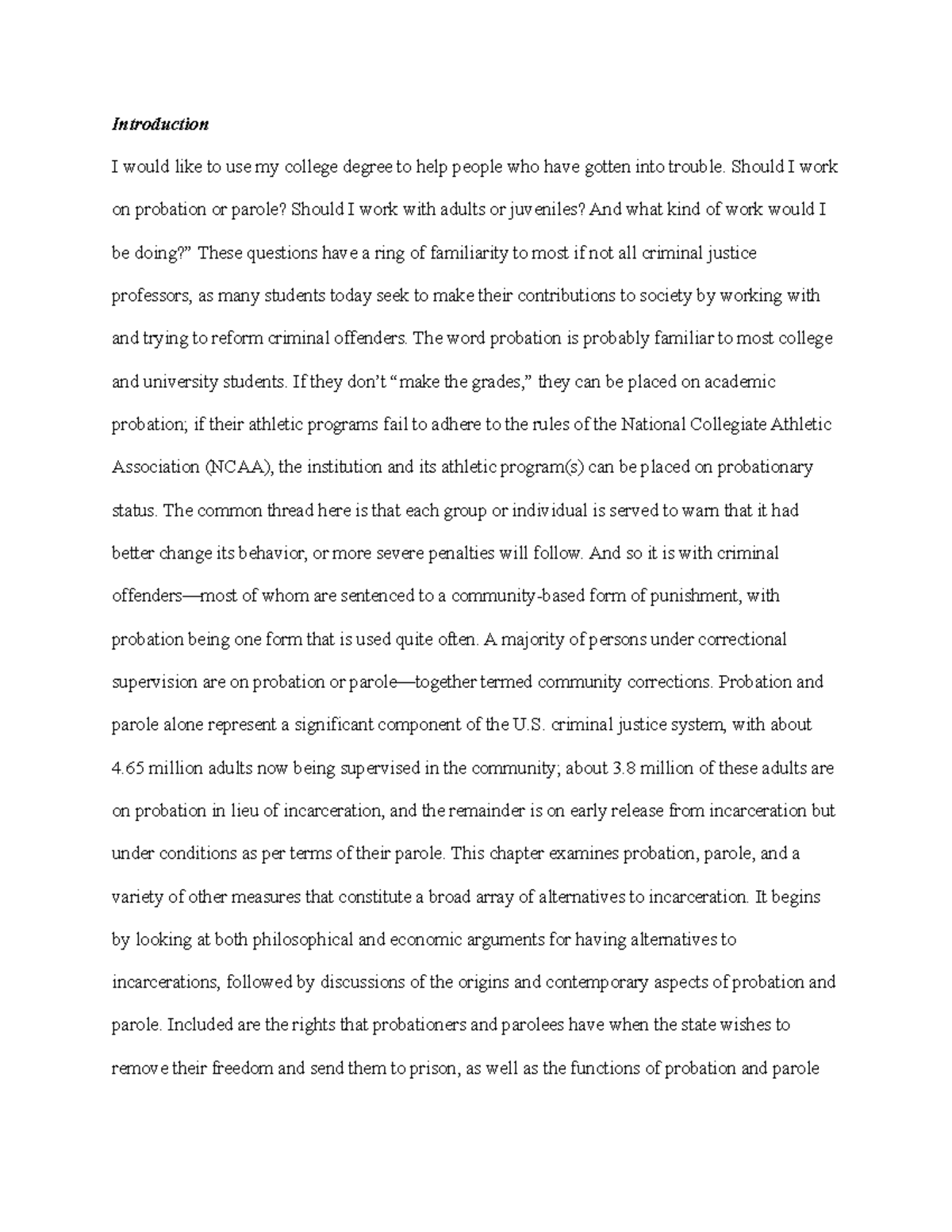 Chapter 14 Corrections in the Community Probation, parole, and other ...