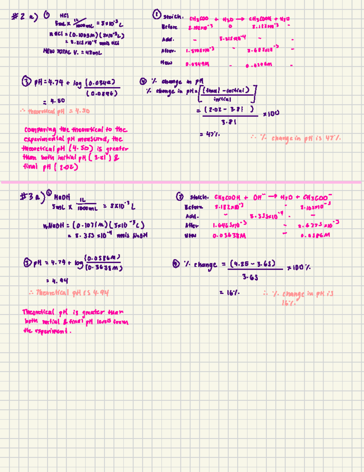 CHMA11 - Experiment 4 Post-Lab Report(v2) - # 2a) O HCI & stoich . ↑ h ...