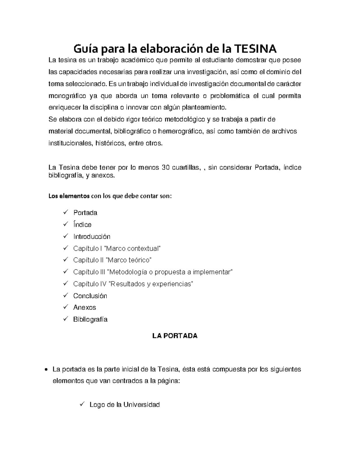 Guía para elaborar la Tesina - Guía para la elaboración de la TESINA La ...