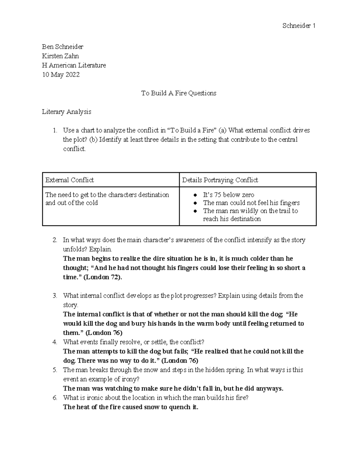 To build a fire - Schneider 1 Ben Schneider Kirsten Zahn H American ...