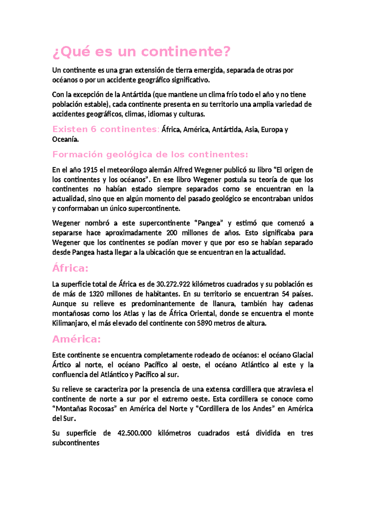 Qué es un continente - ¿Qué es un continente? Un continente es una gran ...