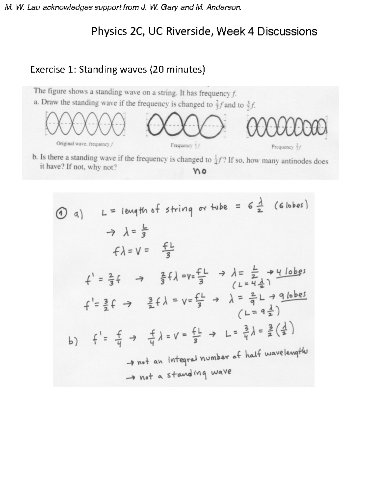 Week4 worksheet solutions - Physics 2C, UC Riverside, Workshop 3 ...