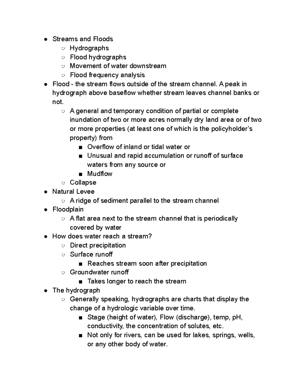 Floods and Hydrographs 2 26 21 - Streams and Floods Hydrographs Flood ...