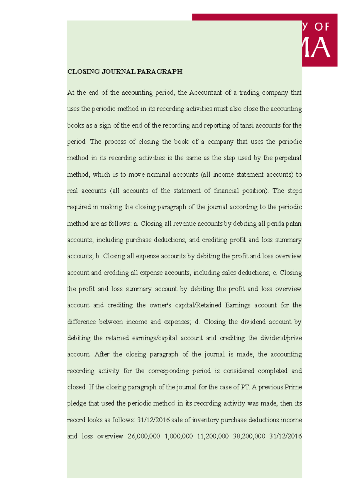 Documents Accounting - Closing Journal Paragraph - CLOSING JOURNAL ...