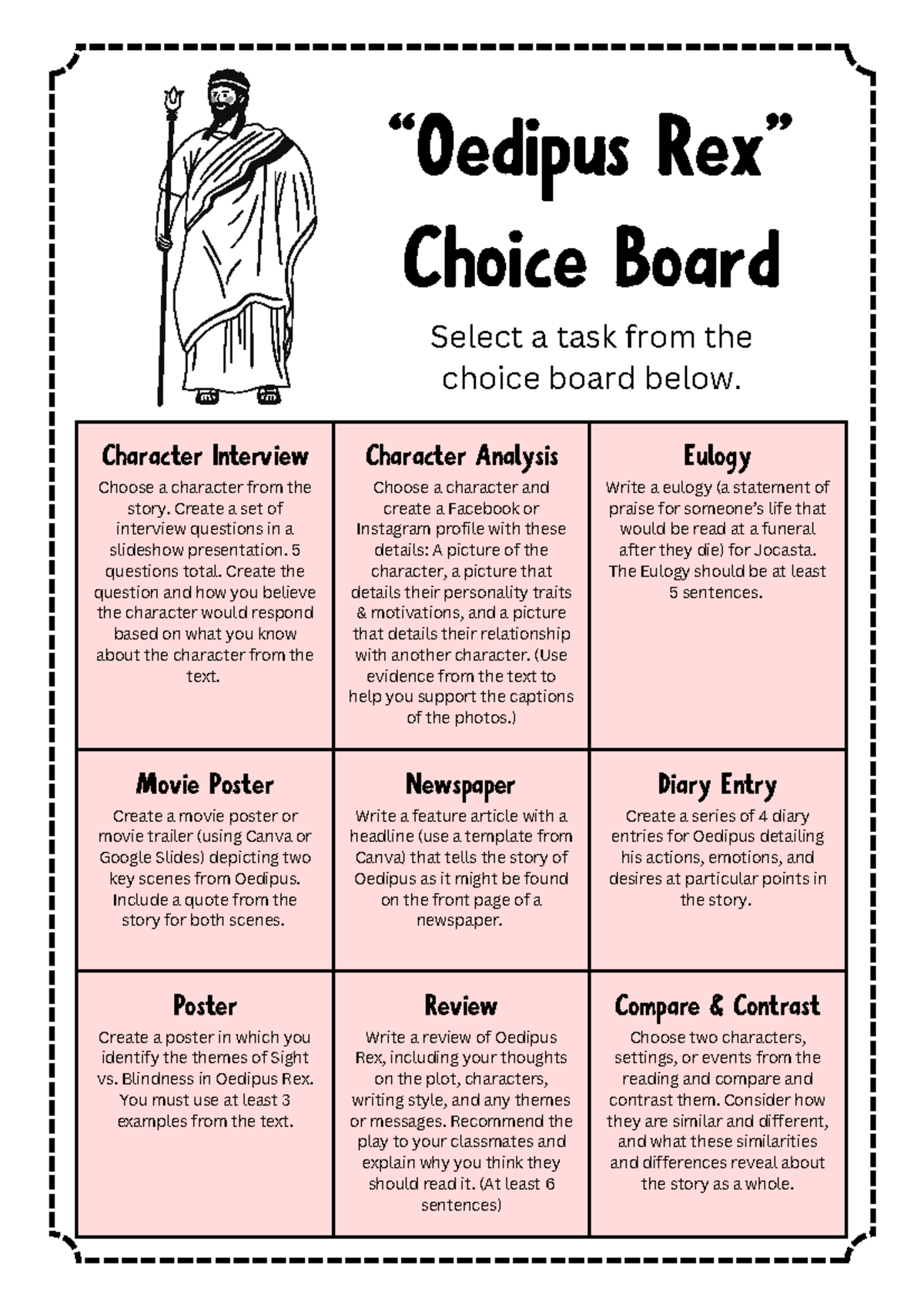 Oedipus Rex - idk - Character Interview Choose a character from the ...