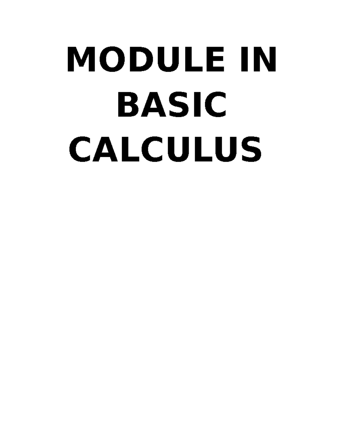 Module IN Basic Calculus(Topic 11 - MODULE IN BASIC CALCULUS Topic 11 ...
