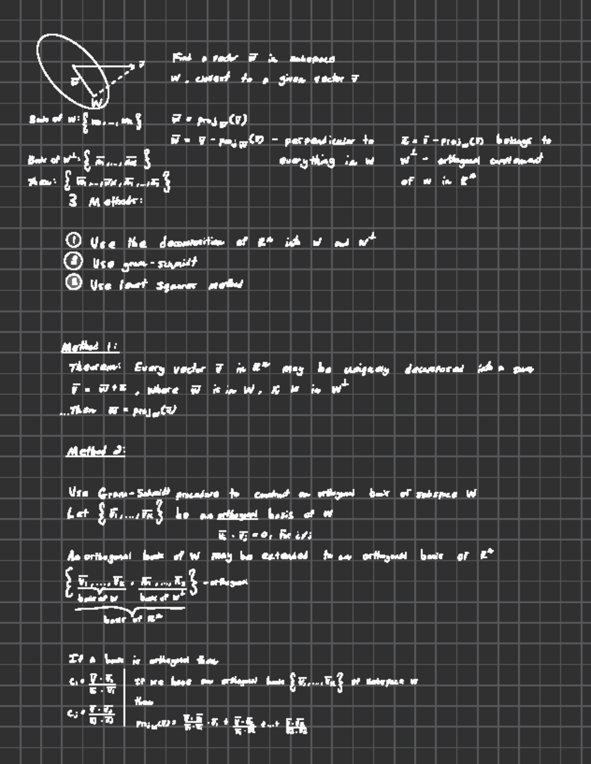 Orthogonal Projections to a Subspace - Find a rector i in subspace V T ...