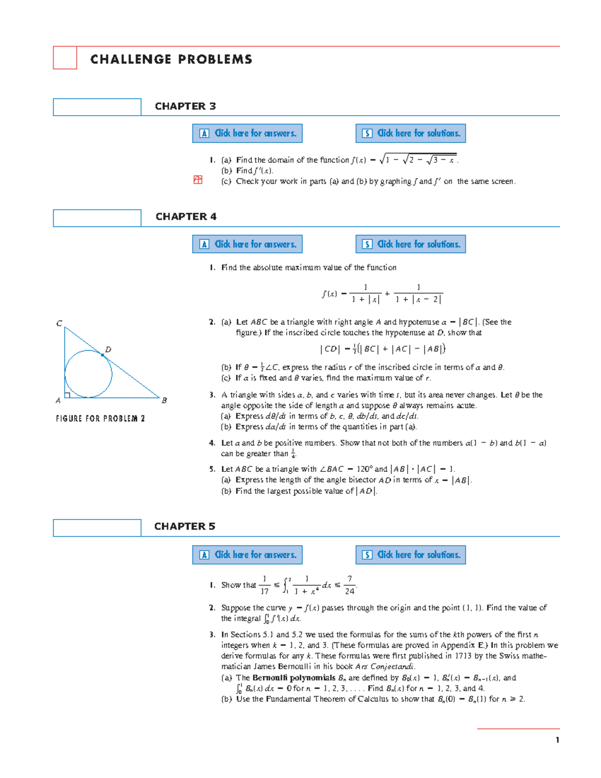 8et challprobs student - CHALLENGE PROBLEMS Calculus, Sixth Edition. ISBN: 0495011606. © 2008 ...