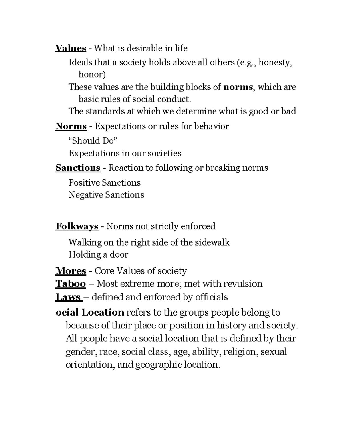 Sociology pt3 - young - Values - What is desirable in life Ideals that ...