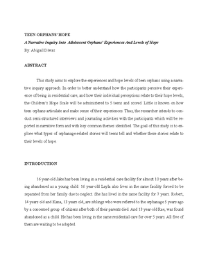 Middle Childhood Reflection Paper - As little as I was, I understood ...