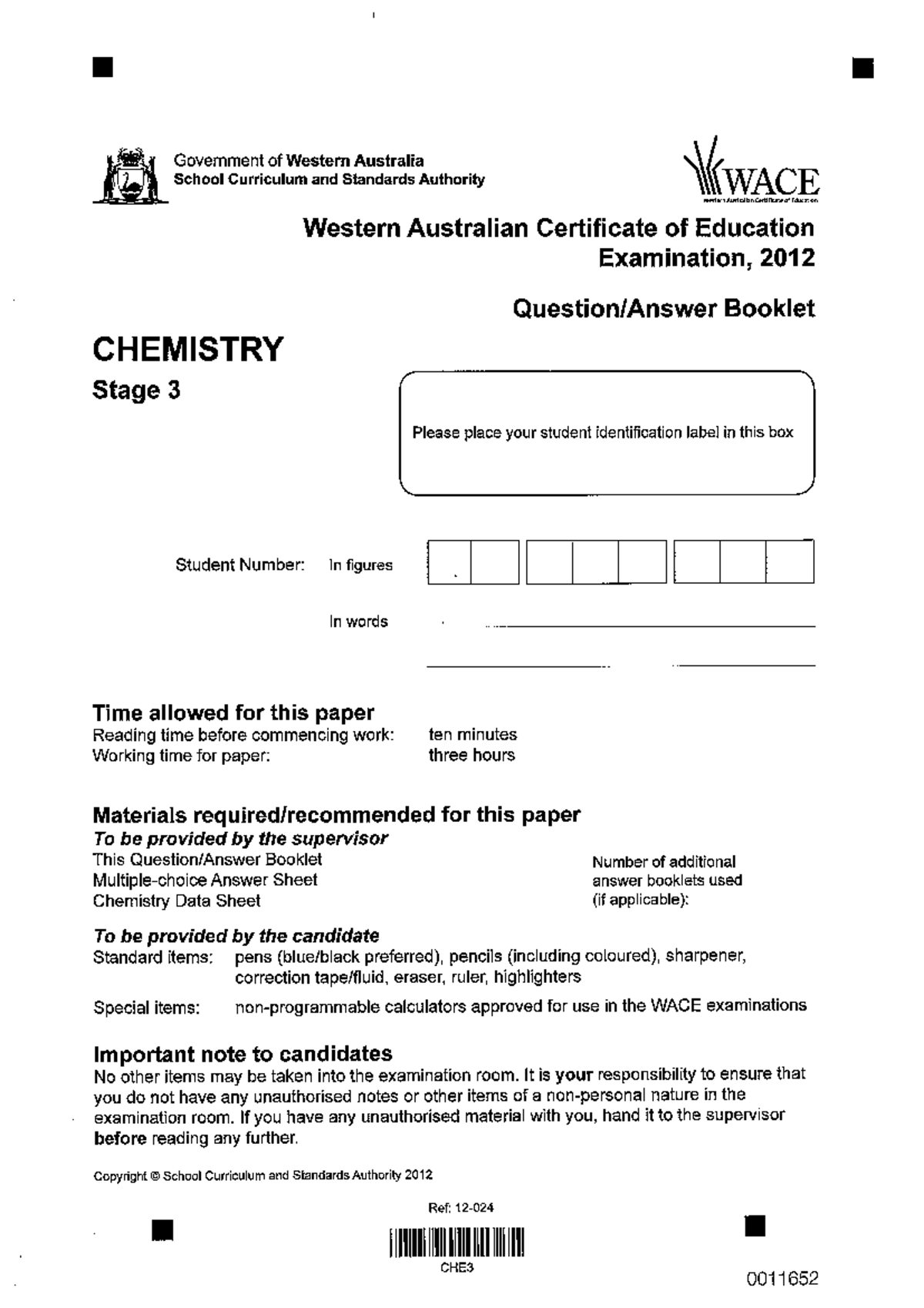 Chem 12 q - 2012 - General Chemistry I - Studocu