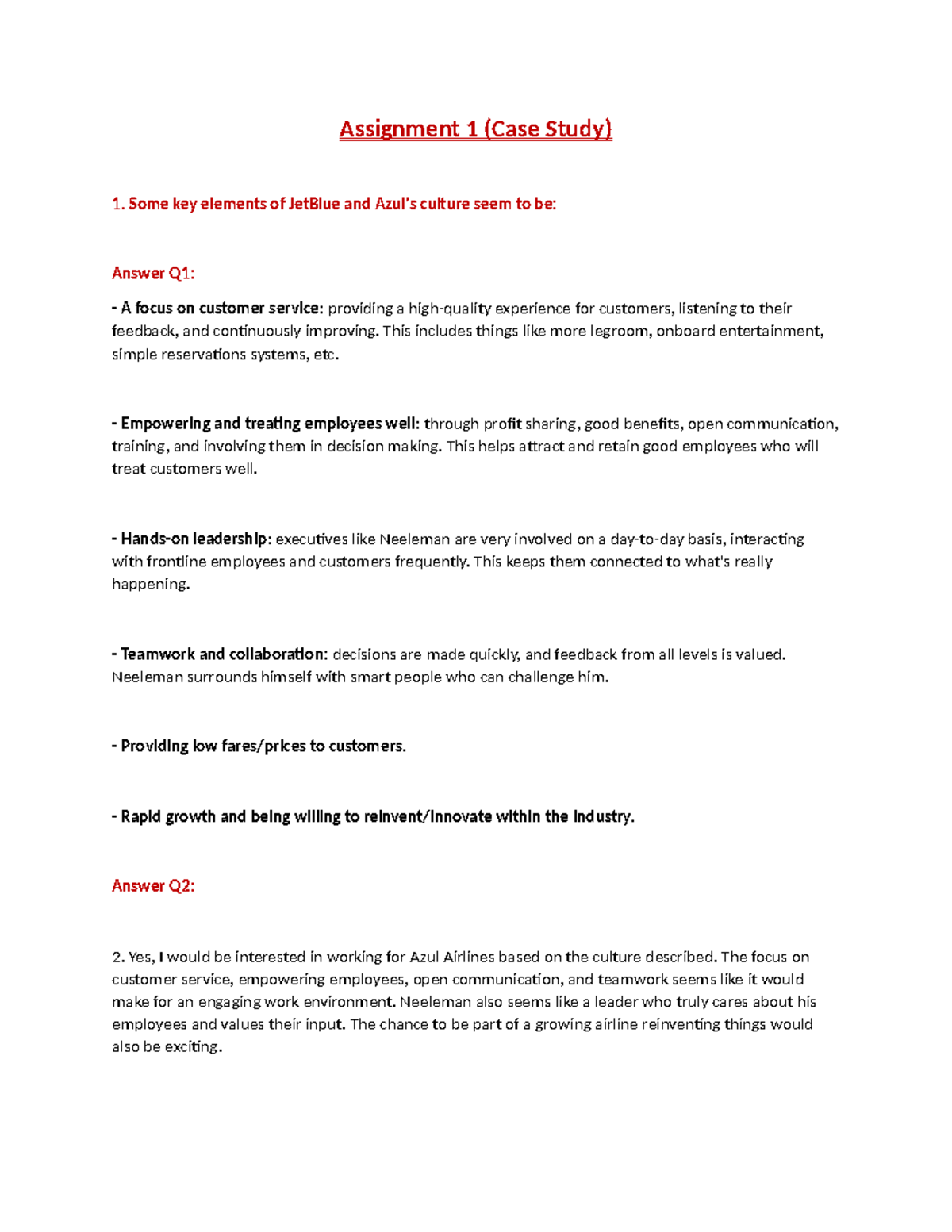 Assignment 1 (Case Study) - Assignment 1 (Case Study) Some key elements ...