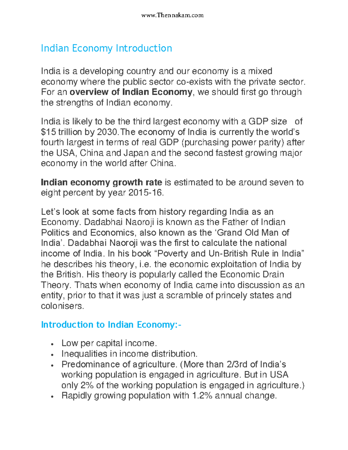 Economics 1 - economy at glance-1 - Indian Economy Introduction India ...