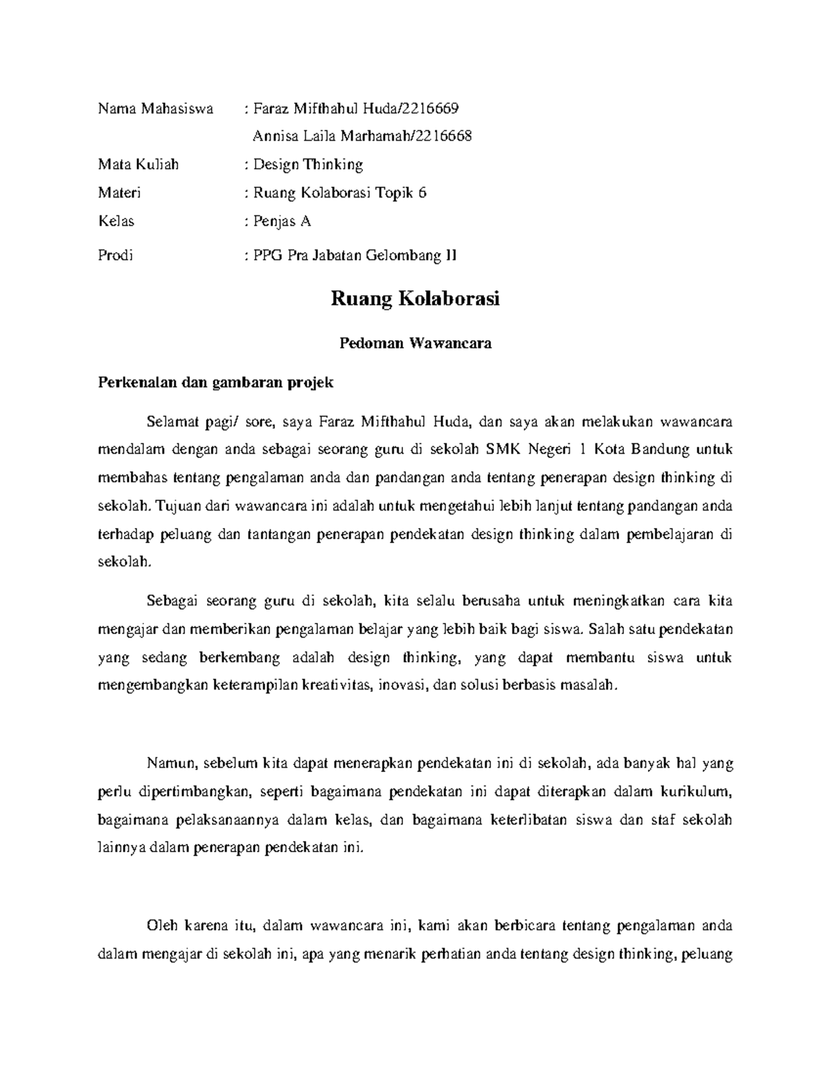 Ruang Kolaborasi - DT (Topik 6) - Nama Mahasiswa : Faraz Mifthahul Huda ...