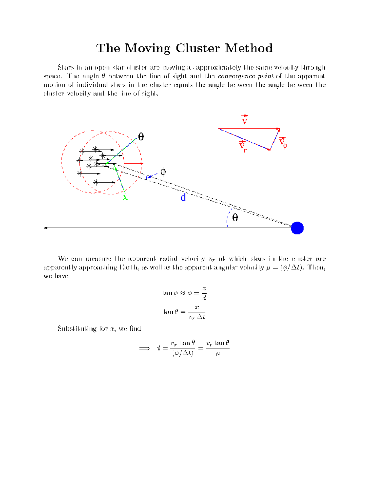 The moving cluster method handout - The Moving Cluster Method - Studocu