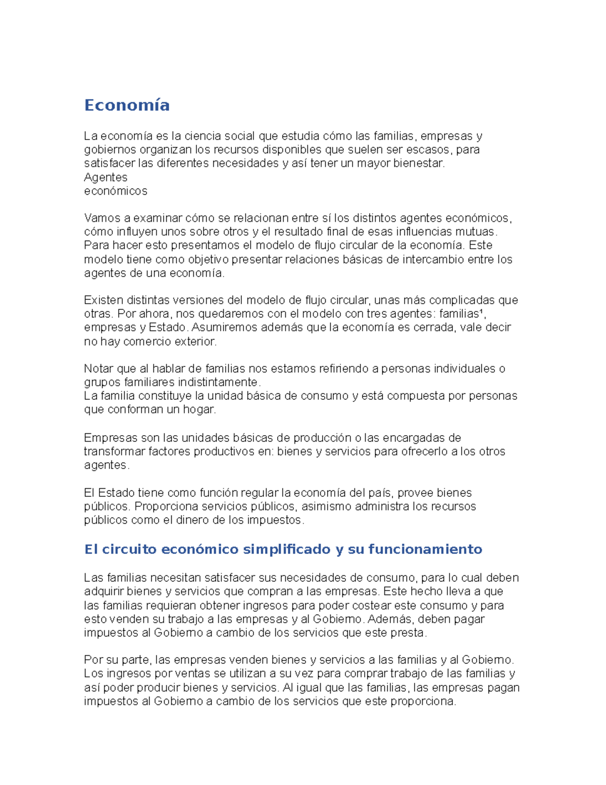 Economía repaso de tema 1 y 2 para examen - Economía La economía es la ...