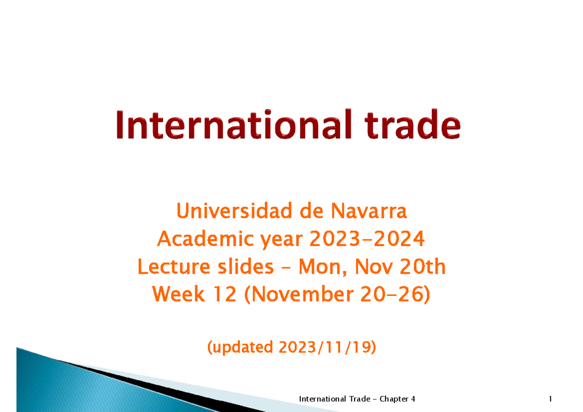 Week 12 - Lecture 1 slides - Universidad de Navarra Academic year 2023- Lecture slides – Mon ...