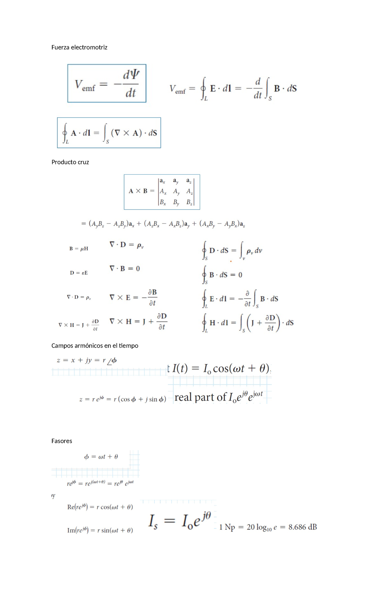 Formulas para el previo - Medios de transmision - Fuerza electromotriz ...