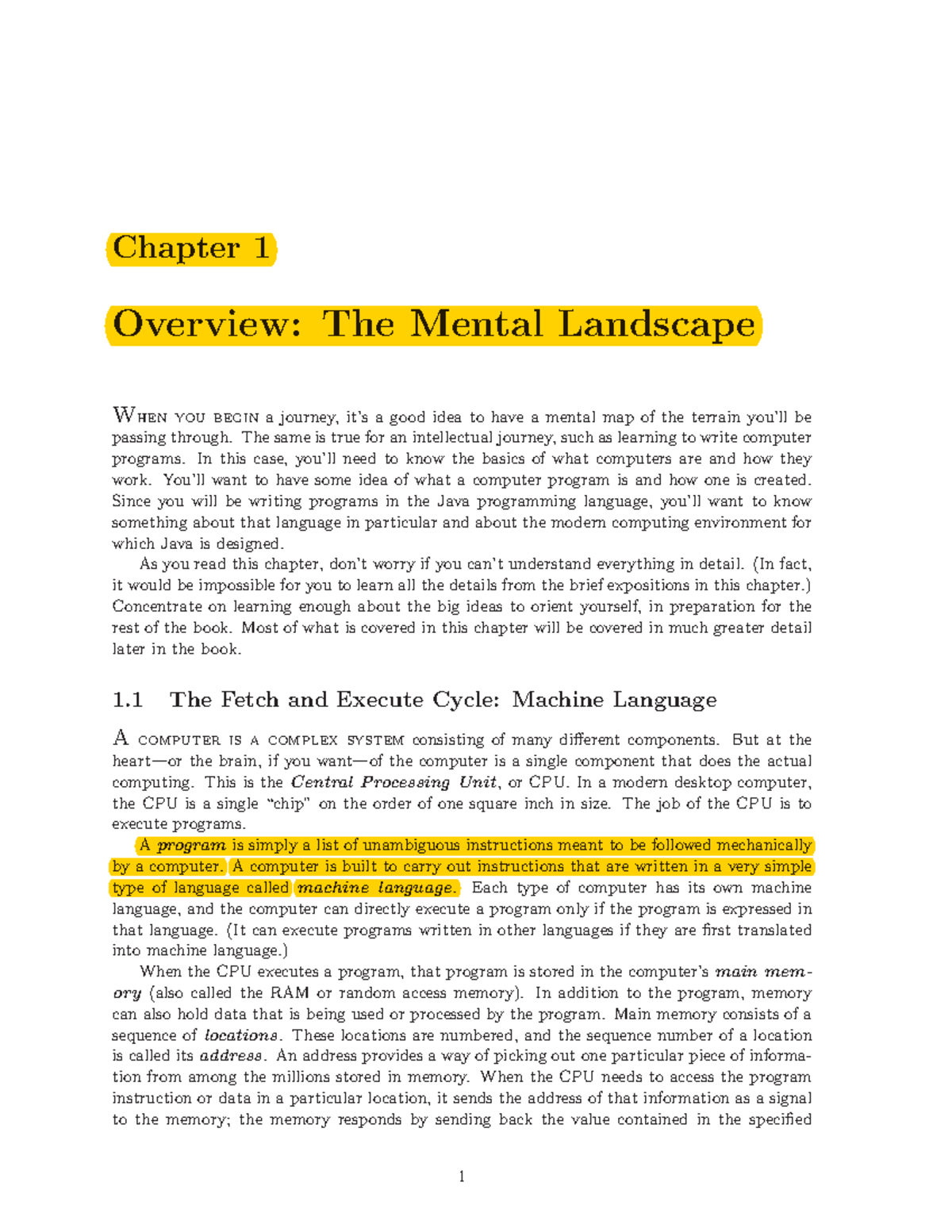 Introduction to Programming Using Java - Chapter 1 Overview: The Mental ...