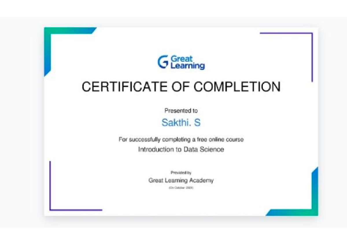 Data Science Certificate - Airline reservations - Great Learning CERTIFICATE OF COMPLETION ...