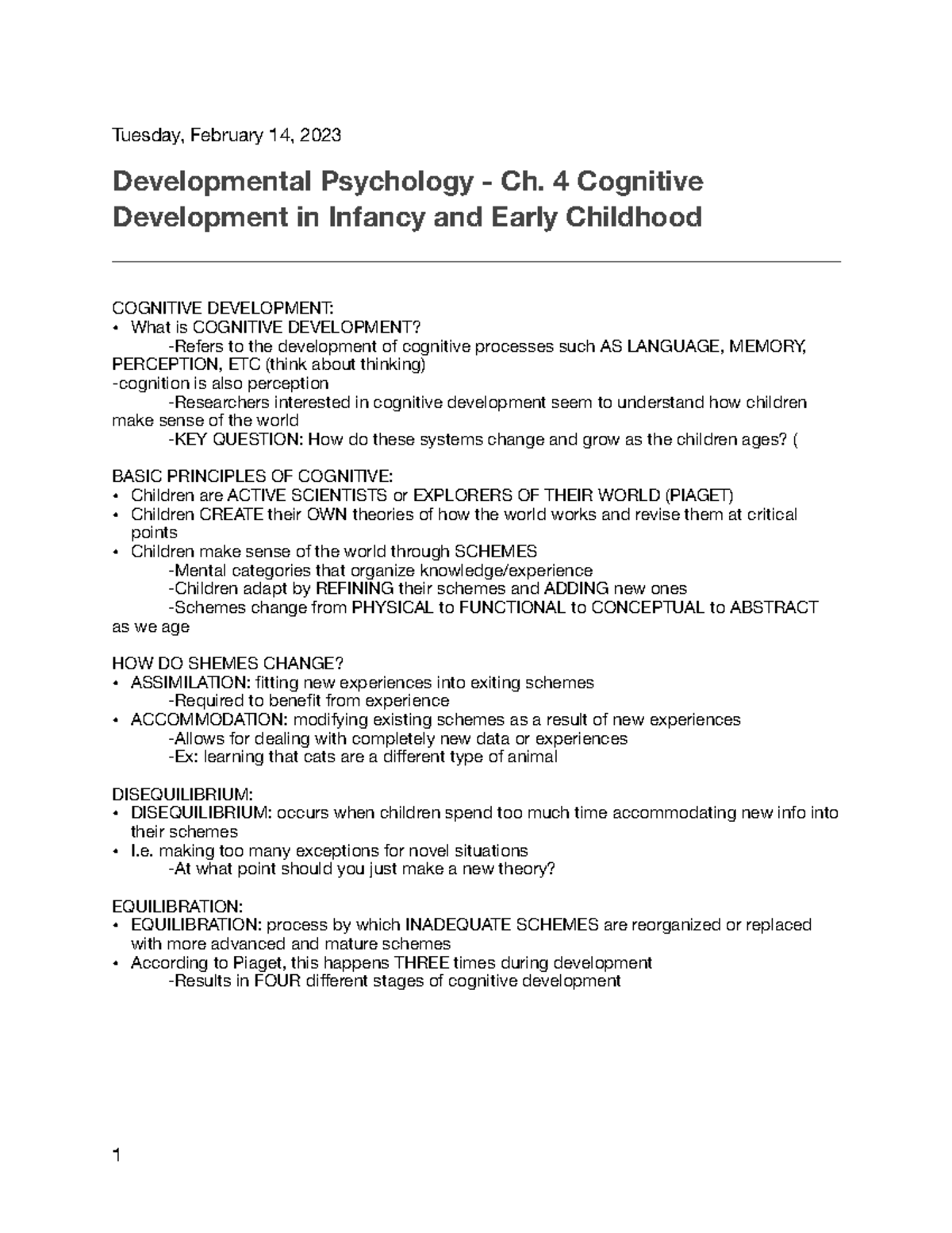 Psychology Notes Ch.4 - Chapter 4 goes into detail about cognitive ...