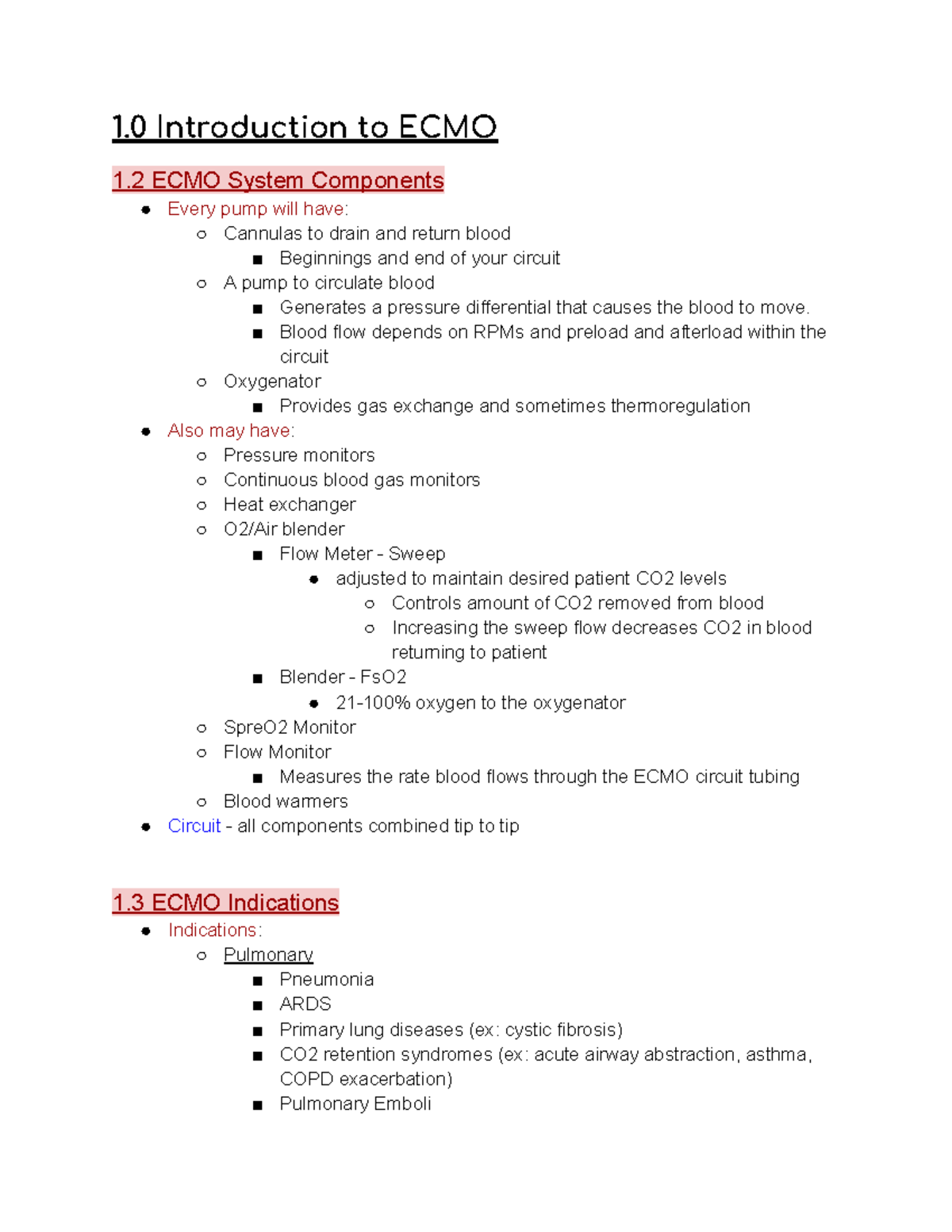 ECMO Advantage - 1 Introduction to ECMO 1 ECMO System Components Every pump will have: Cannulas ...