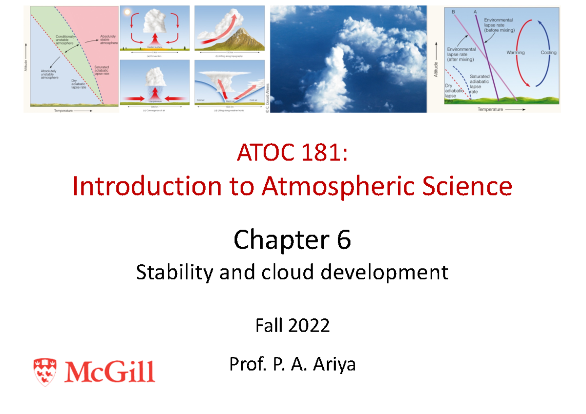 Chapter 06 - Fall 2022 Prof. P. A. Ariya ATOC 181: Introduction to ...